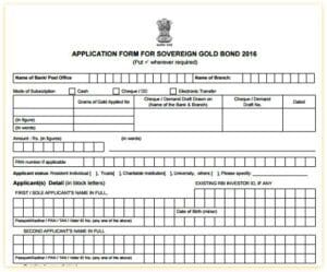 SOVEREIGN GOLD BONDS - Application Form & Instructions